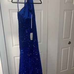Berlinnova | Dresses | Blue Mermaid Glitter Oneshoulder Backless Prom ...